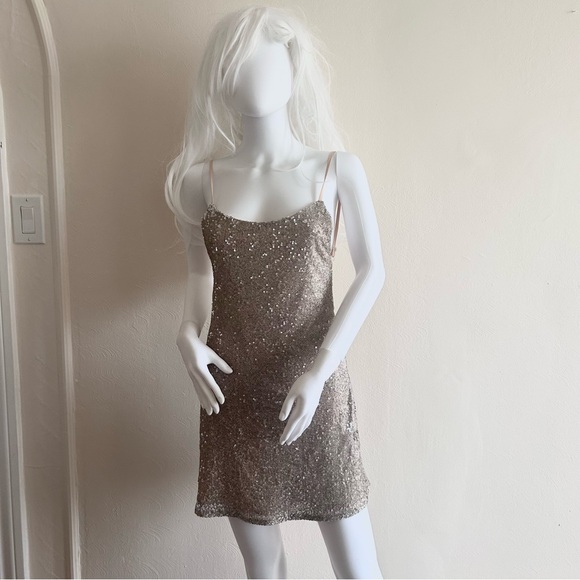 Nasty Gal | Dresses | Nasty Gal Collection Champagne Gold Sequin Mini ...